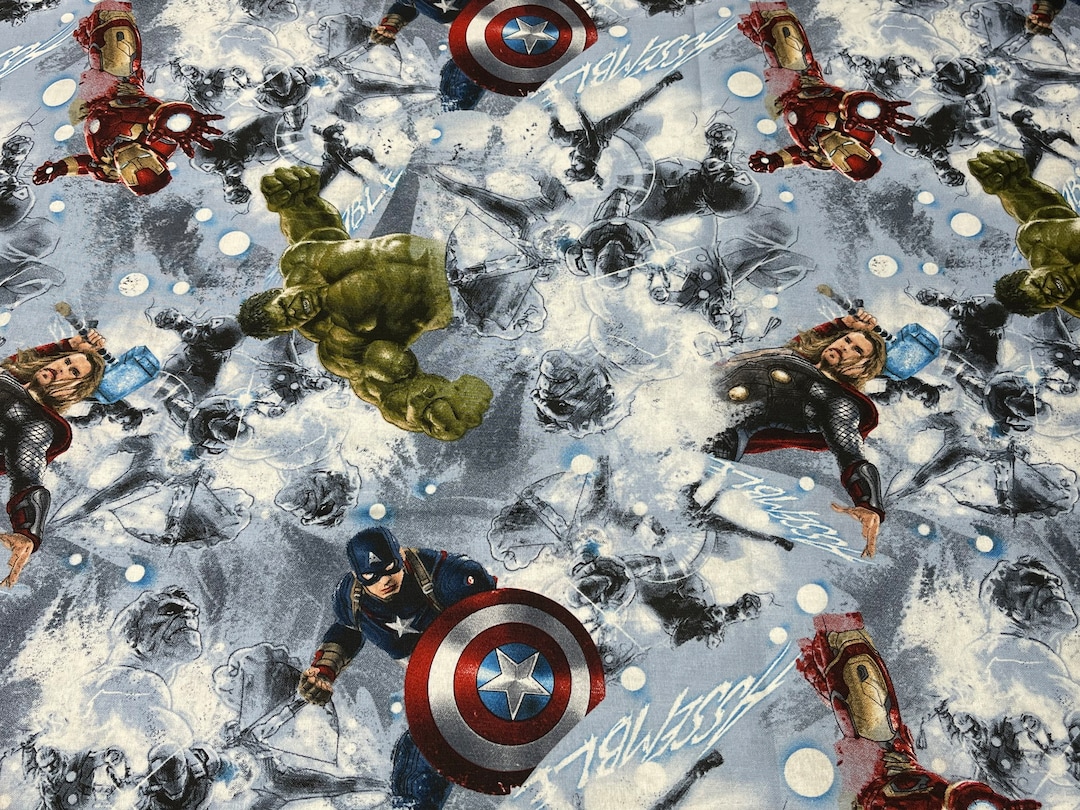 Marvel Avengers Assemble Cotton Fabric-ironman Thor Captain America ...