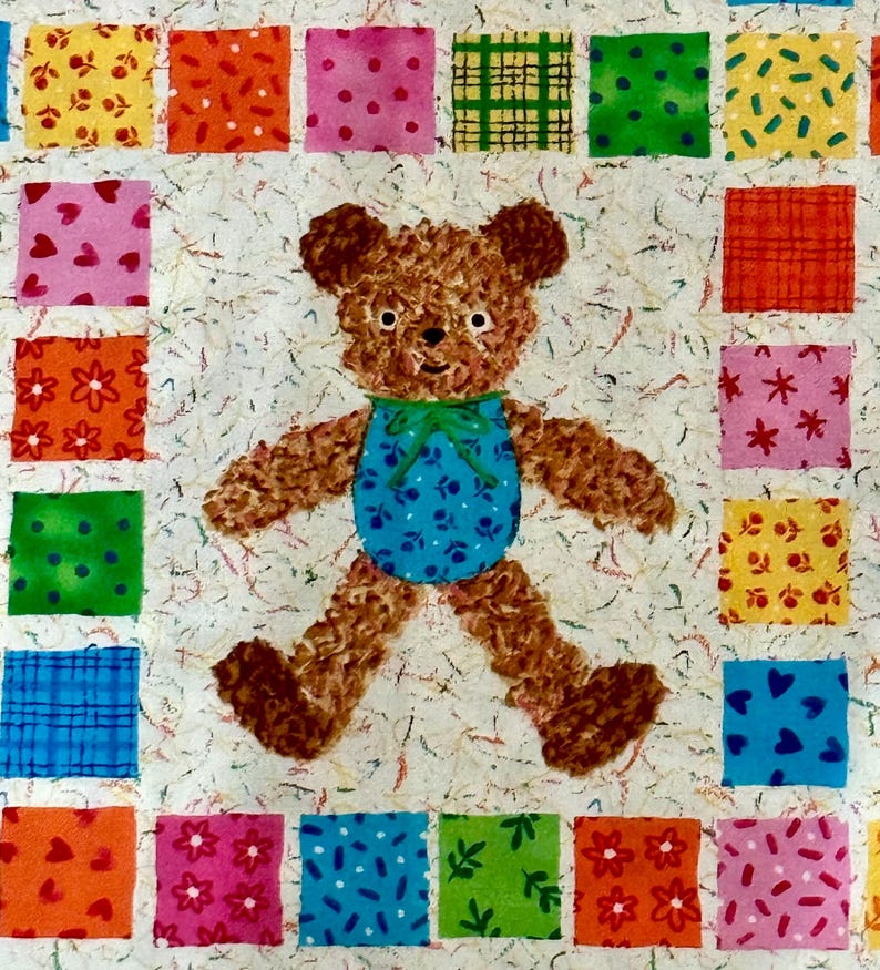 Little Bear and Cottontail Fabric Panel | RJR 2007 | Baby Quilt | OOP ...