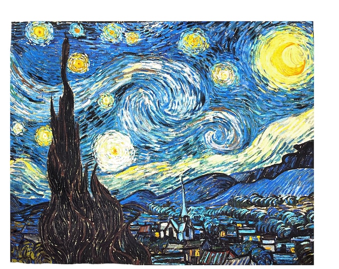 Starry Night Vincent Van Gogh 29" X 36” Cotton Twill Fabric Panel in ...