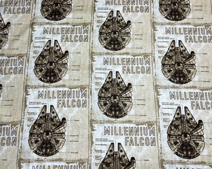 Star Wars Millennium Falcon Ships Quilt Quality Cotton Fabric Licensed ...