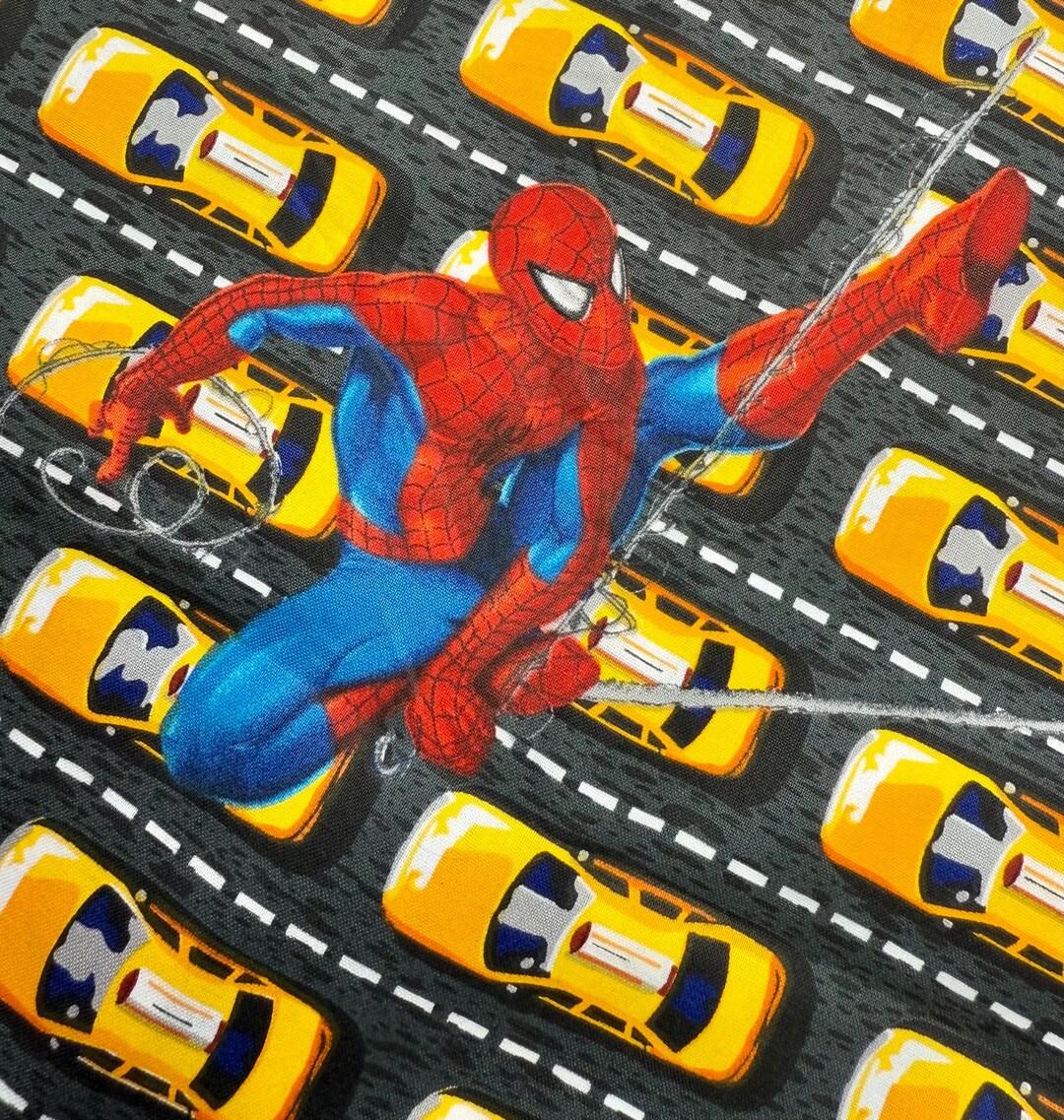 Spiderman Over NYC Cabs Fabric | Marvel 6475 | 2006 Vintage Superhero ...