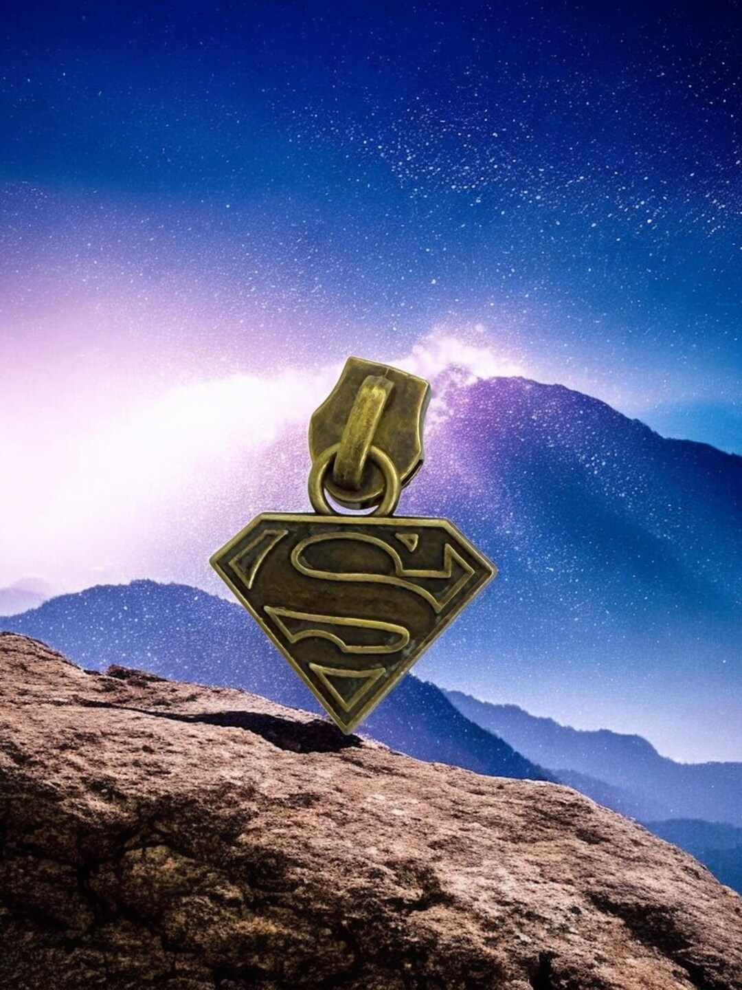 Comic Hero Emblem Zipper Pull | 1in Double-sided Metal Charm | Shield ...