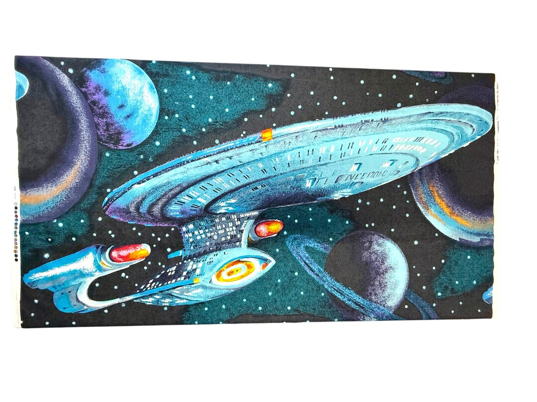 1995 Star Trek TNG Fabric Panel | USS Enterprise-d Galaxy Scene | 45” X ...