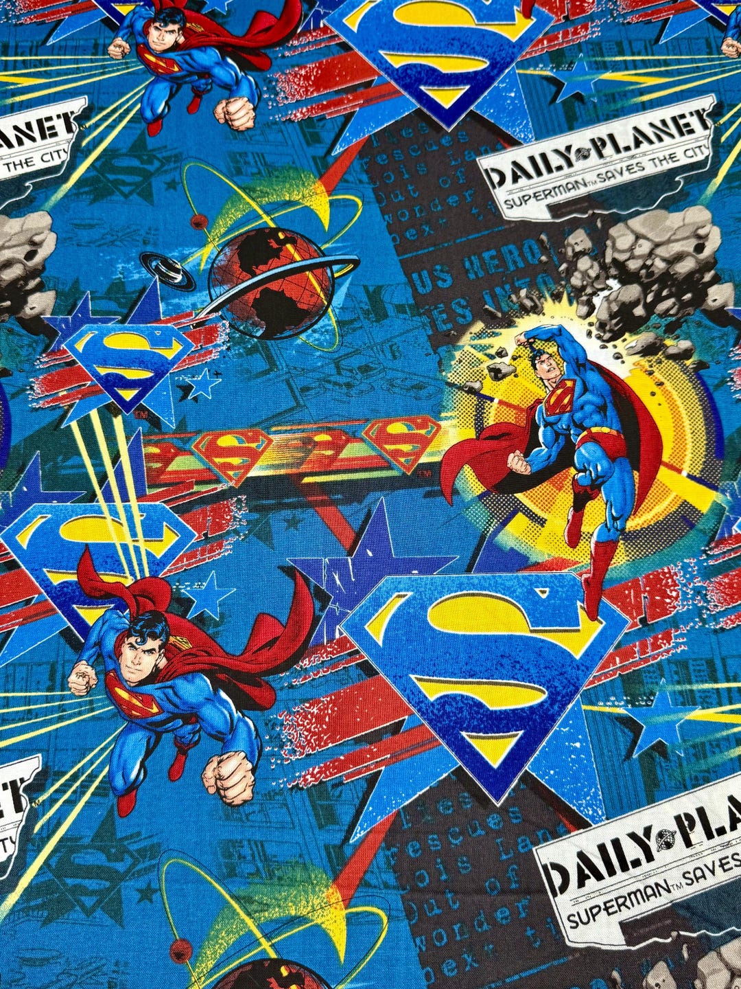 Superman Man of Steel Fabric | 23500103 DC Camelot Cotton Quilt | Clark ...