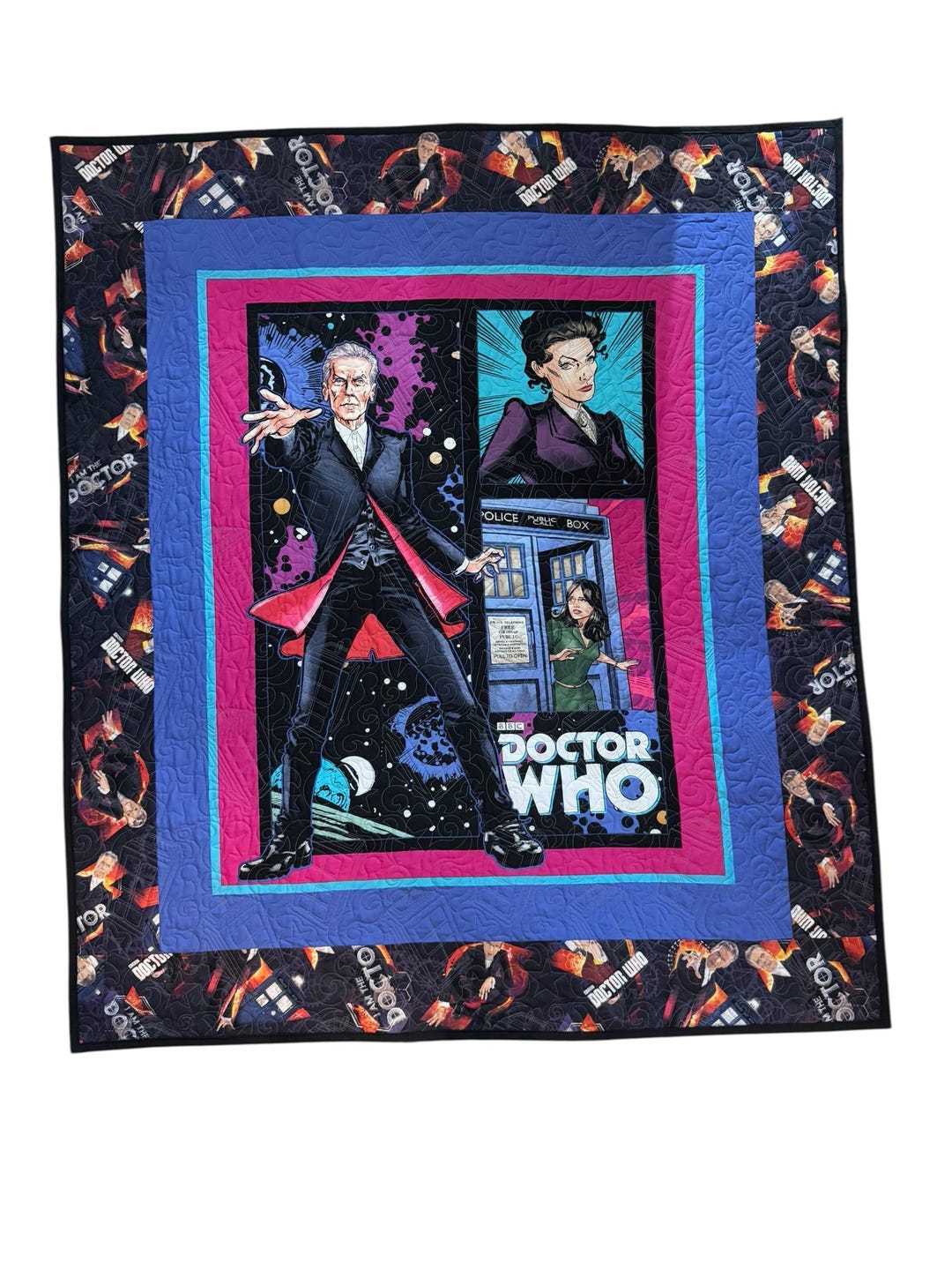Doctor Who Cotton Fabric Quilt BBC Dr Who Comics Telephone 44 X 50 ...