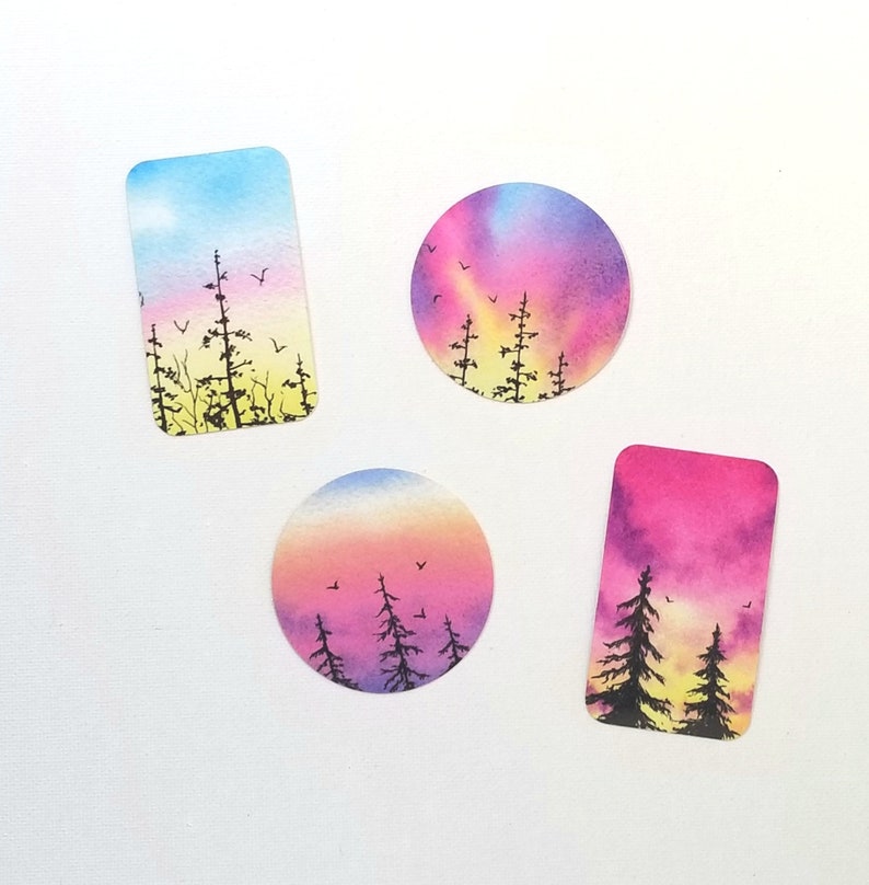 Set of Four Stickers Vibrant Skyscape Nature Scenes on Vinyl - Etsy