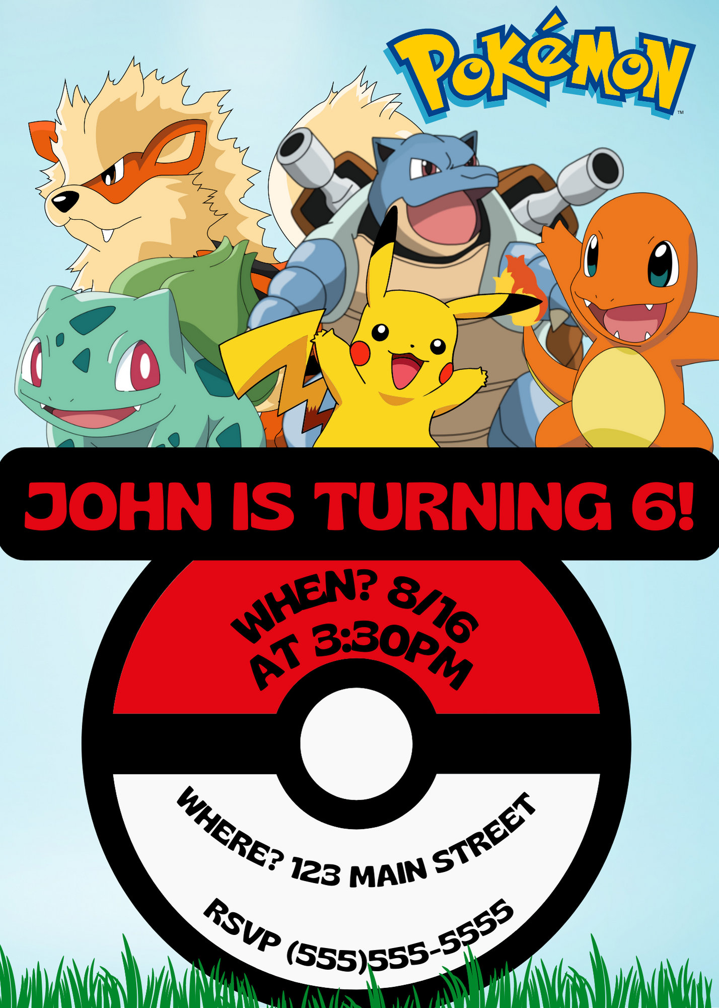 Pokemon Birthday Party Invite Invitation Kid Party - Etsy