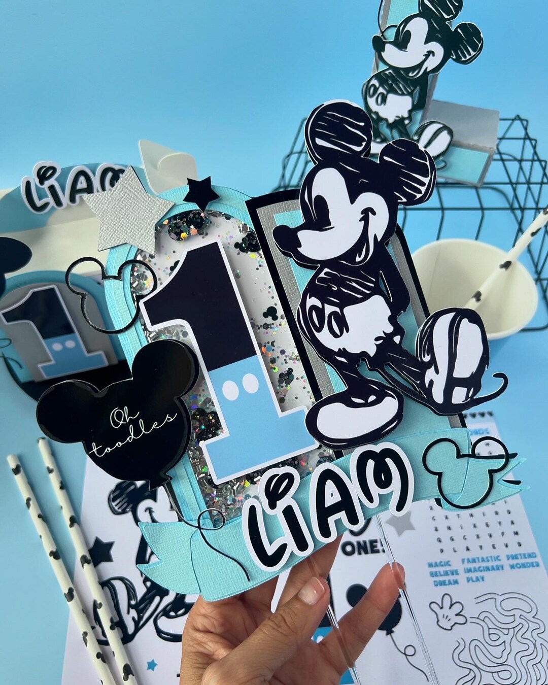 Mickey Mouse Cake Topper / Mickey Sketch Cake Topper / Mickey Birthday ...