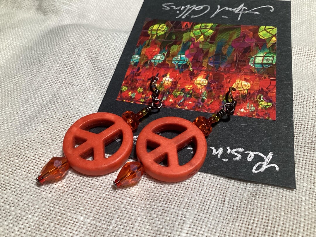 Peace Lantern, Stunning, Tangerine, Crystal, Resin, Peace Sign, Chunky ...