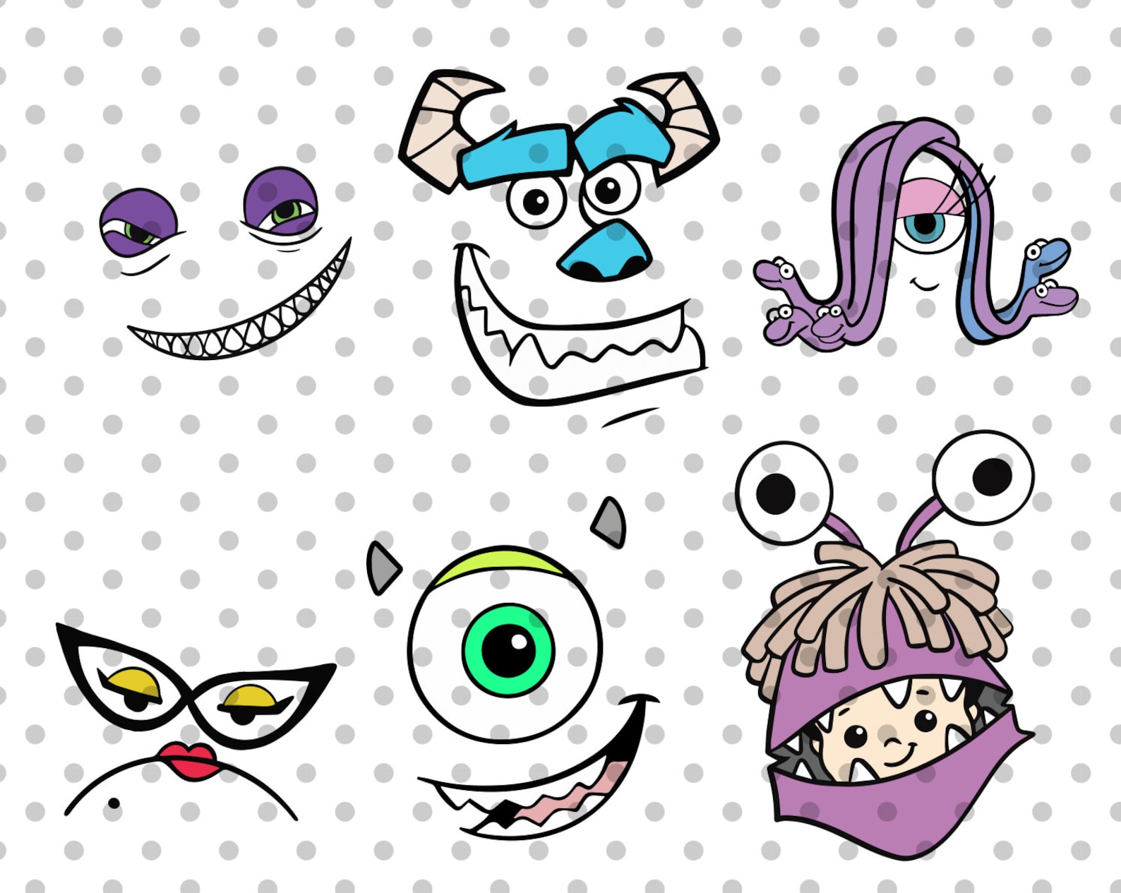 6pcs Monsters Inc svg mike wazowski svg sully svg randall | Etsy