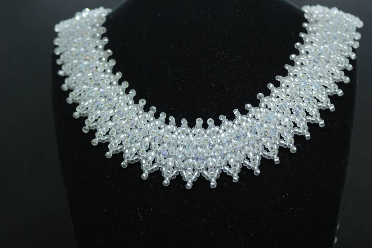 White Jewelry Wedding Collar for Bride Gift for Girls Made - Etsy