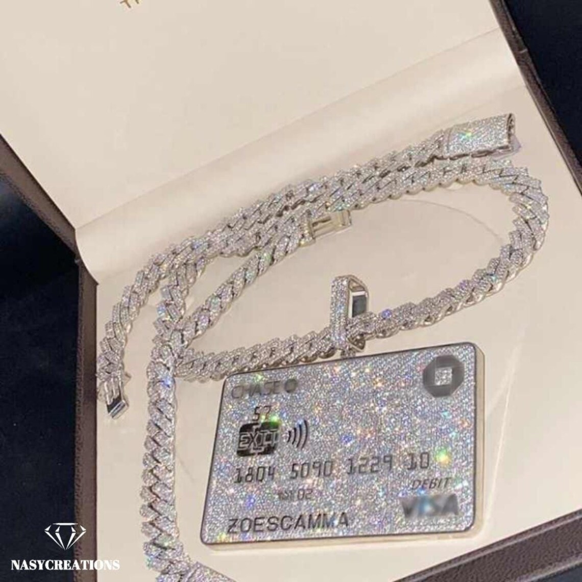 Credit Card Pendant, 2X3 Pendant & 14MM Chain, VVS1 Moissanite ICED OUT ...