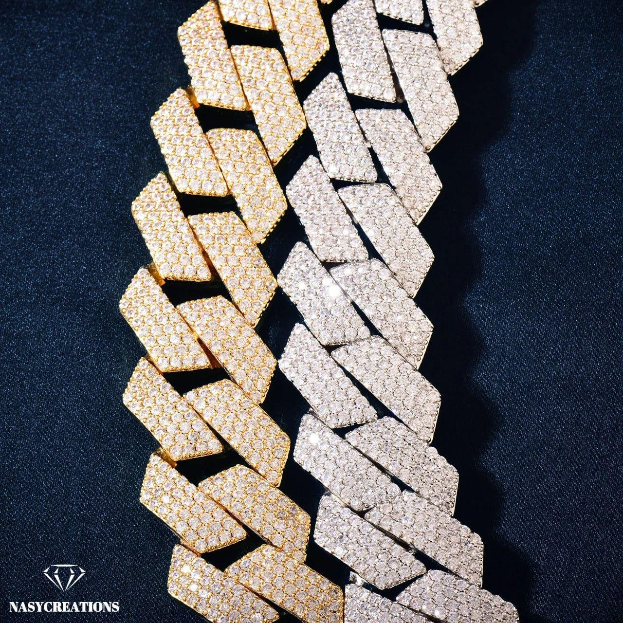 20MM Prong Miami Cuban Link Moissanite Chain, VVS1 D Color, Iced Out ...