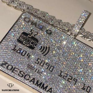 Credit Card Pendant, 2X3 Pendant & 14MM Chain, VVS1 Moissanite ICED OUT ...