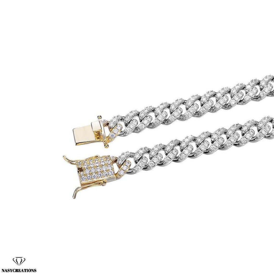15MM Heart & Arrow Miami Cuban Moissanite Chain, 14k Gold Filled, VVS1 ...