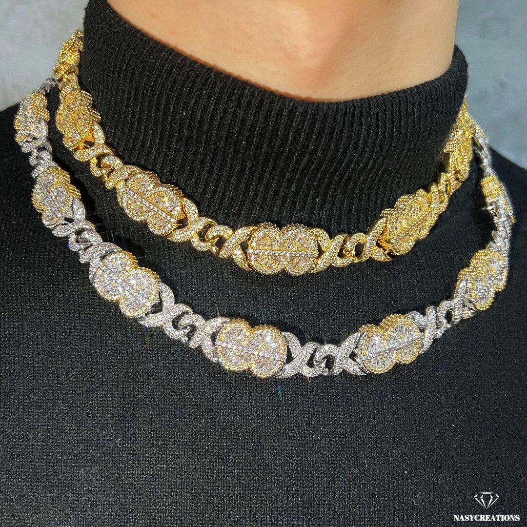 14MM Infinity Link Dollar Sign Moissanite Chain, 14k Gold Filled, VVS1 ...