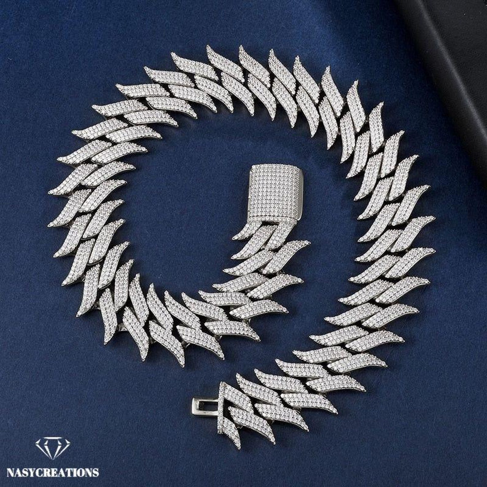 30MM Spiked Miami Cuban Link Moissanite Chain, VVS1 D Color Diamond ...