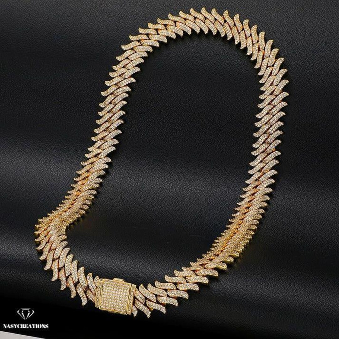 16MM Spiked Miami Cuban Prong Moissanite Chain, 14k Gold Filled, VVS1 D ...