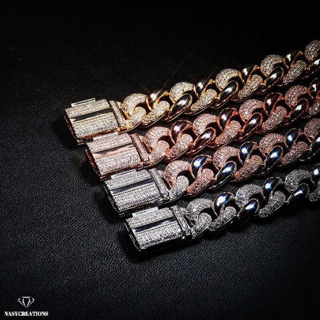 16MM Half Miami Cuban Link Moissanite Chain, 14k Gold Filled, VVS1 D ...