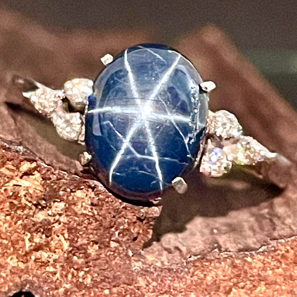 Blue Star Sapphire Ring - Etsy