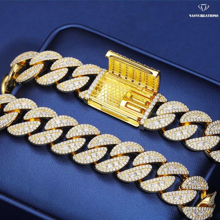 8-22MM Prong Miami Cuban Link Moissanite Chain, VVS1 D Color, Iced Out ...