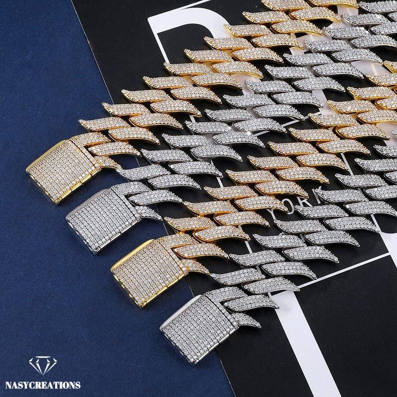 30MM Spiked Miami Cuban Link Moissanite Chain, VVS1 D Color Diamond ...