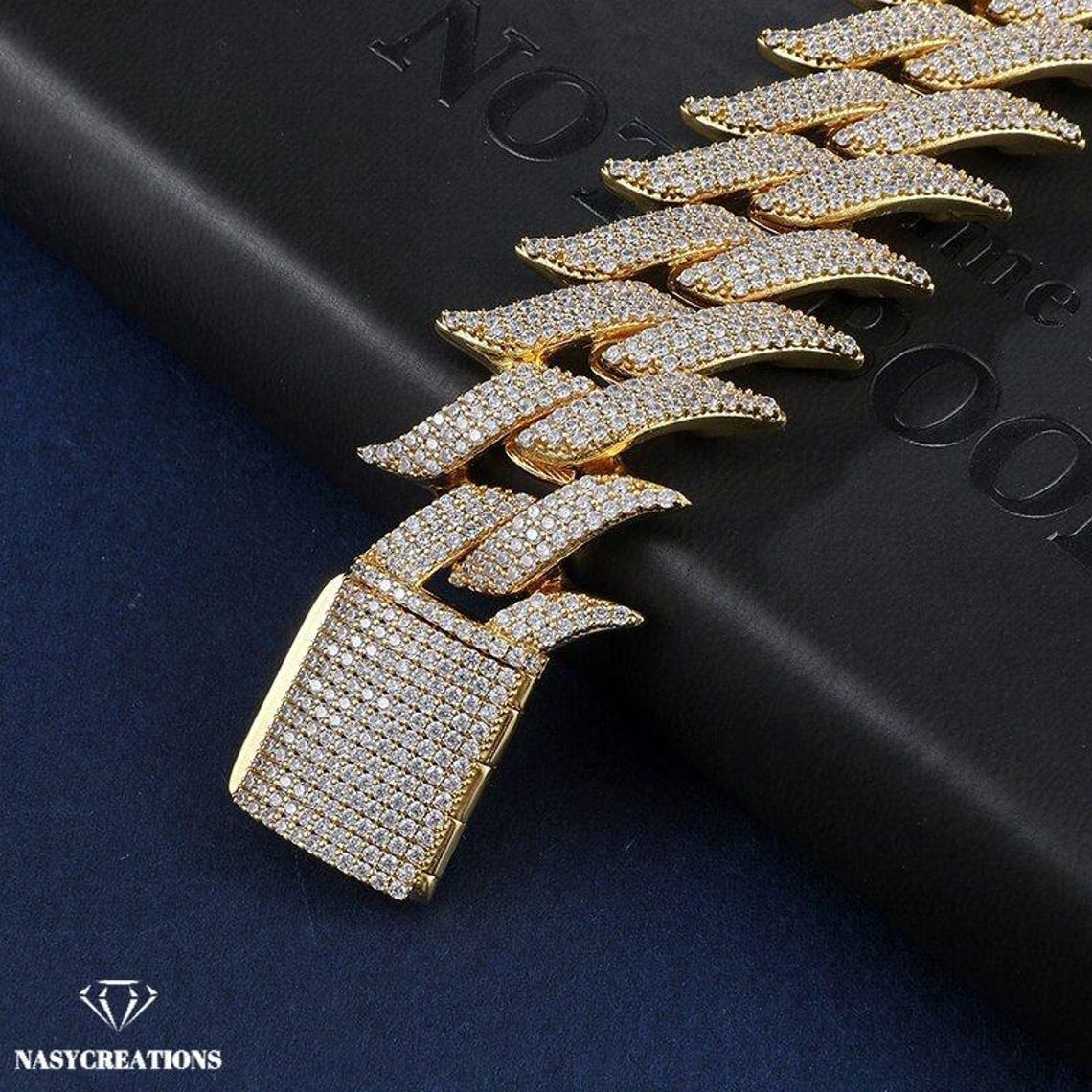 30MM Spiked Miami Cuban Link Moissanite Chain, VVS1 D Color Diamond ...