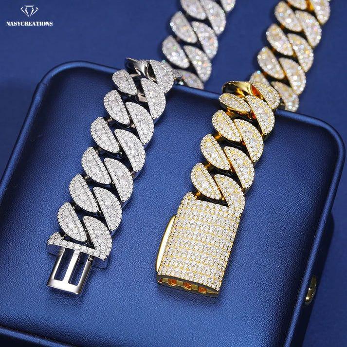 8-22MM Prong Miami Cuban Link Moissanite Chain, VVS1 D Color, Iced Out ...
