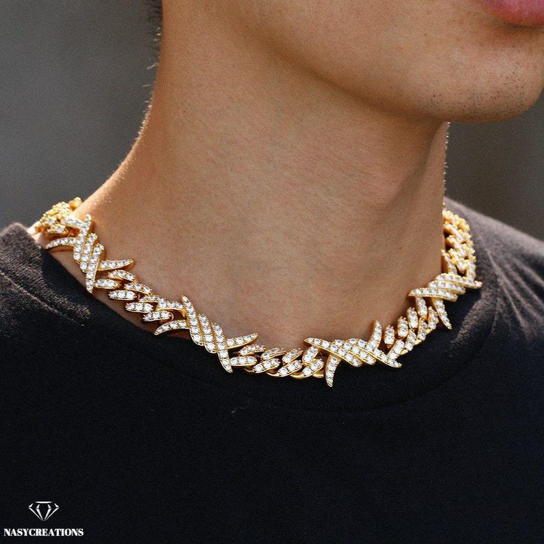 12MM Barded Iced Out Moissanite Chain, VVS1 D Color, Iced Out Chain ...