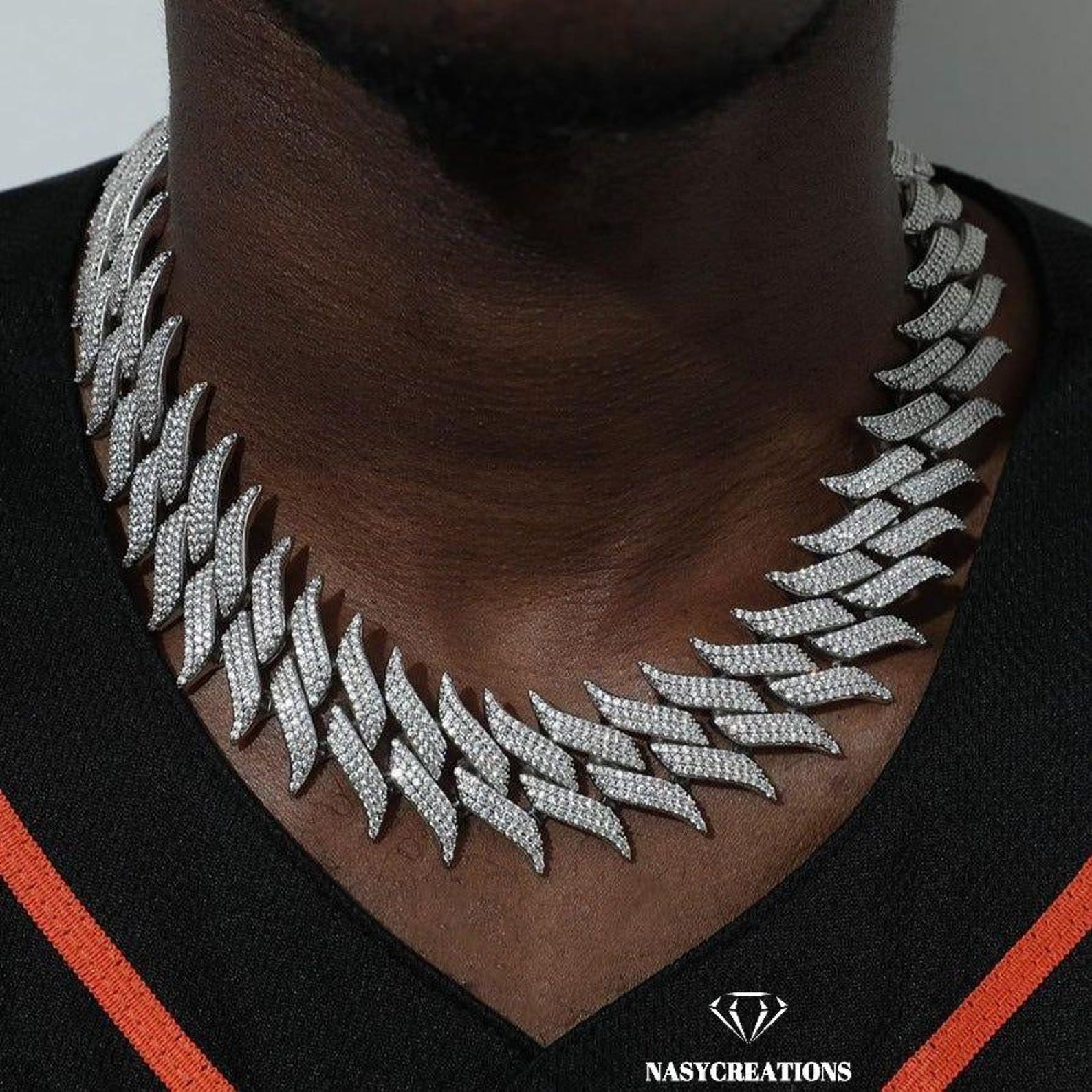 30MM Spiked Miami Cuban Link Moissanite Chain, VVS1 D Color Diamond ...