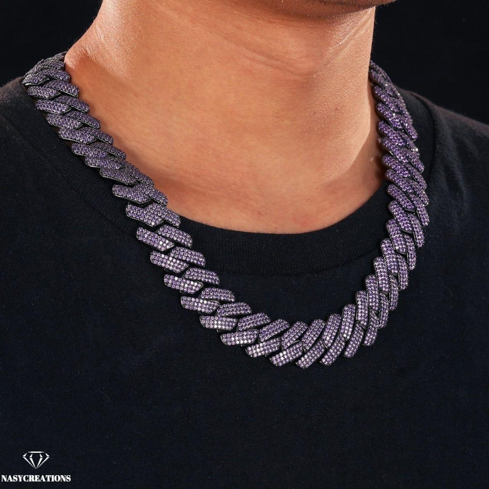 20MM Purple Miami Cuban Link Moissanite Chain, 14k Gold Filled, VVS1 D ...