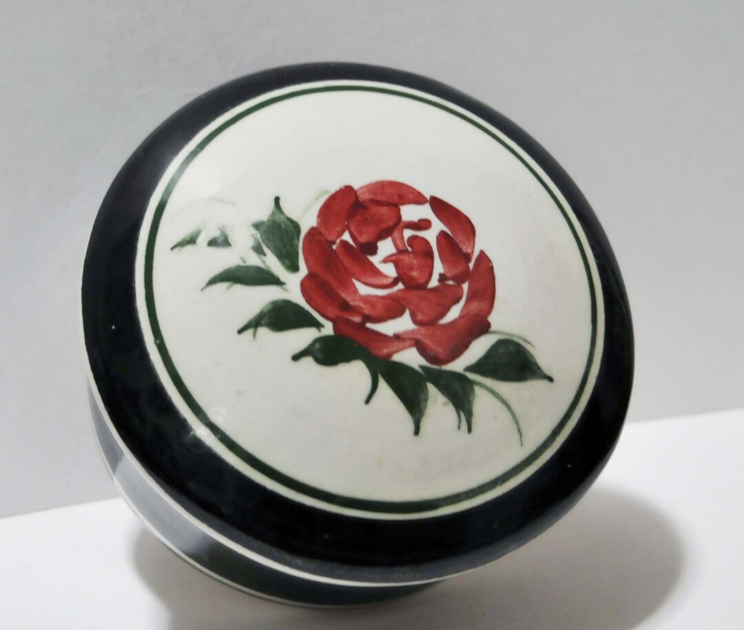 Ceramic Red Rose Powder or Trinket Box - Etsy