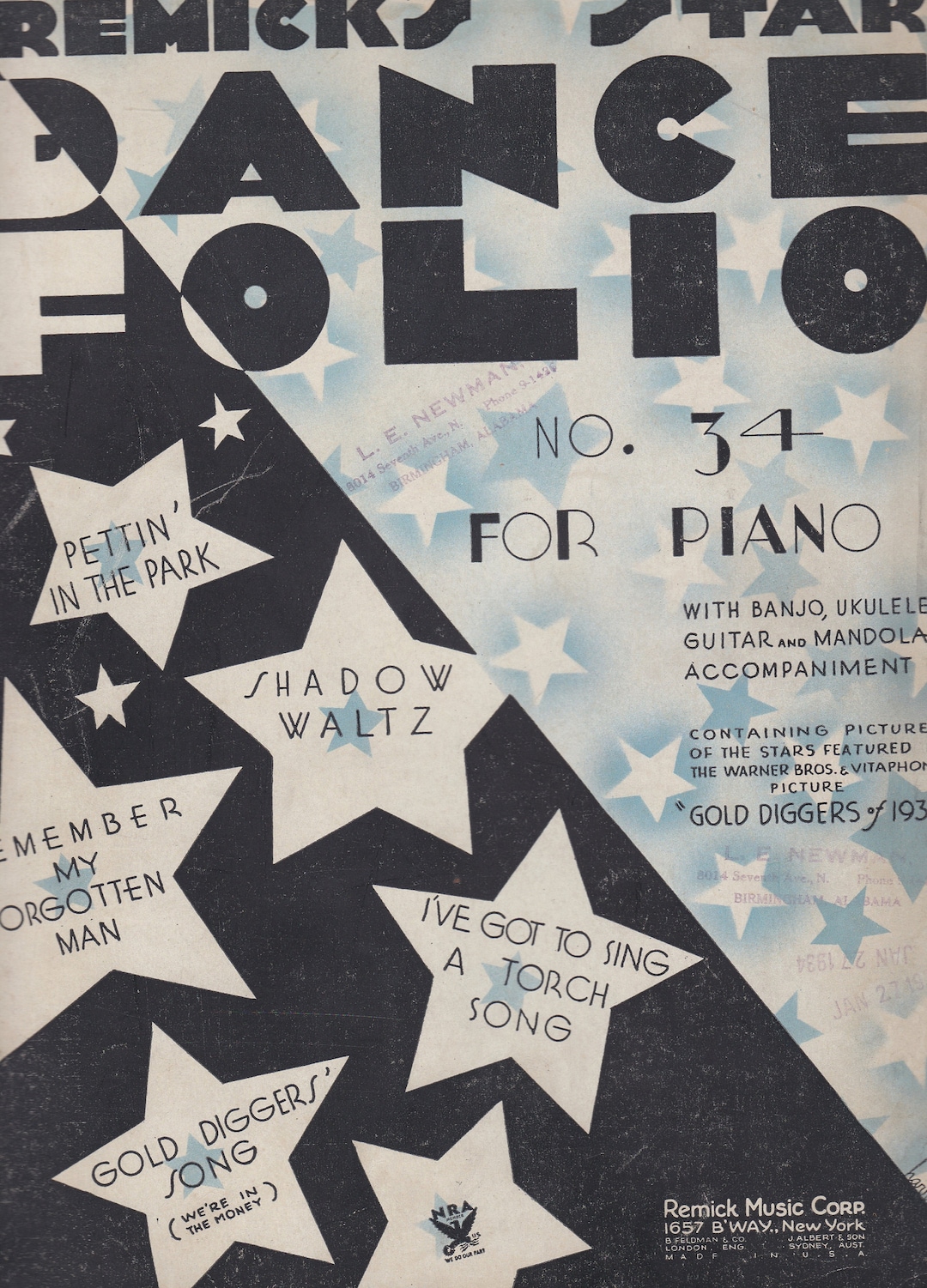 Sheet Music-remick's Dance Folio - Etsy