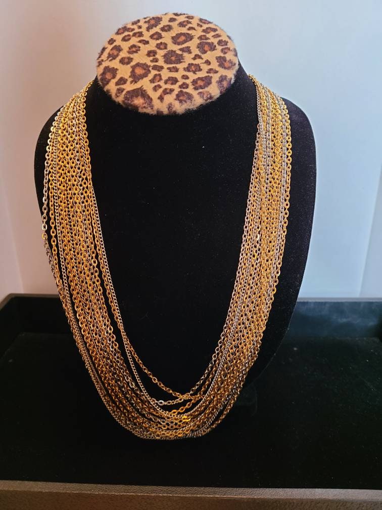 Crown Trafari Multi Strand Chain Necklace. - Etsy