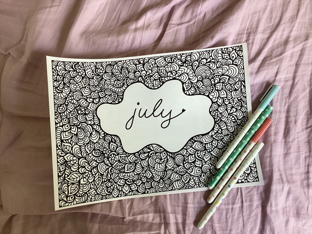 July Mandala Coloring Page: Anxiety Relief Art (A4 Printable) - Etsy UK
