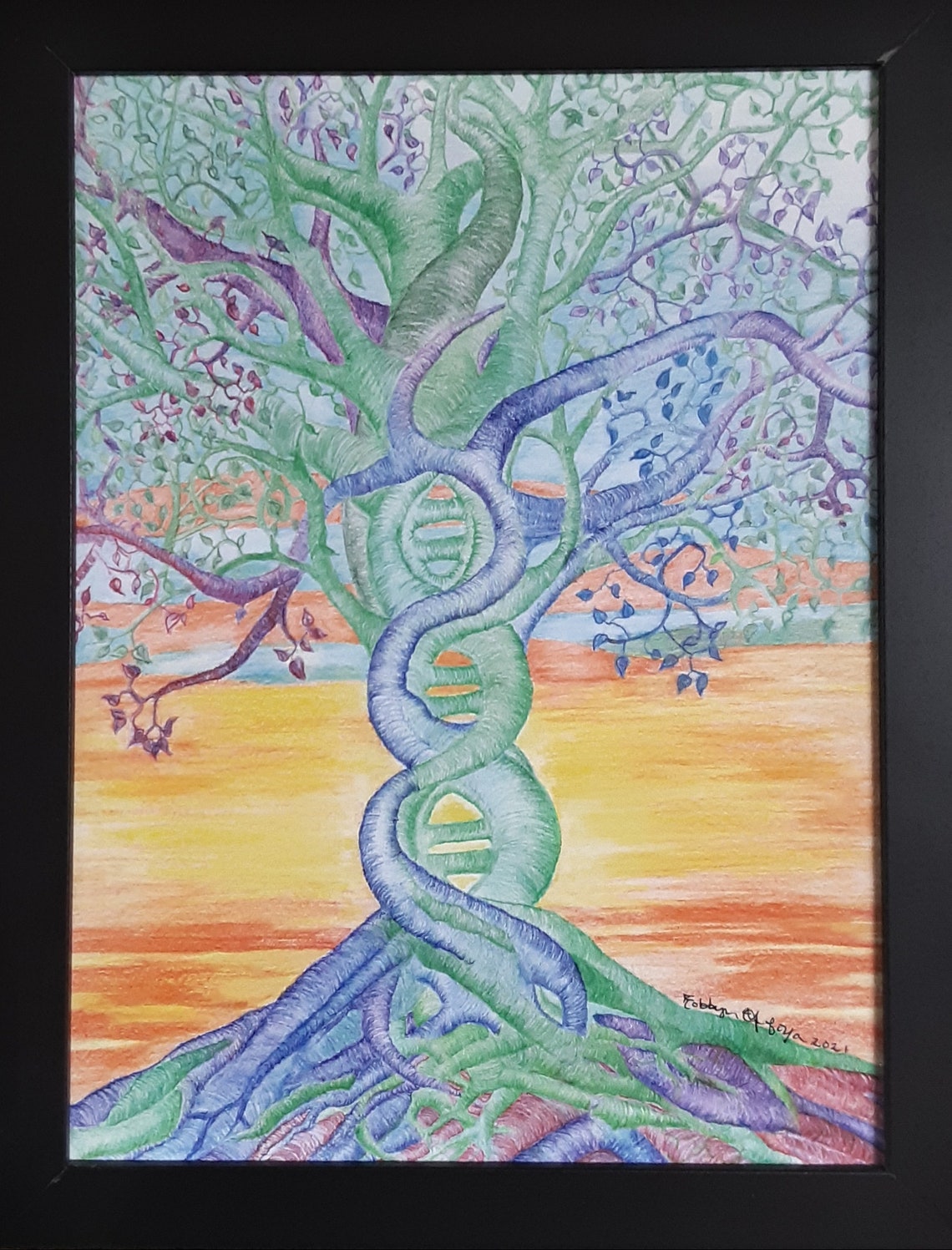 DNA Tree of Life, Tree Art Framed, Tree of Life Drawing, - Etsy