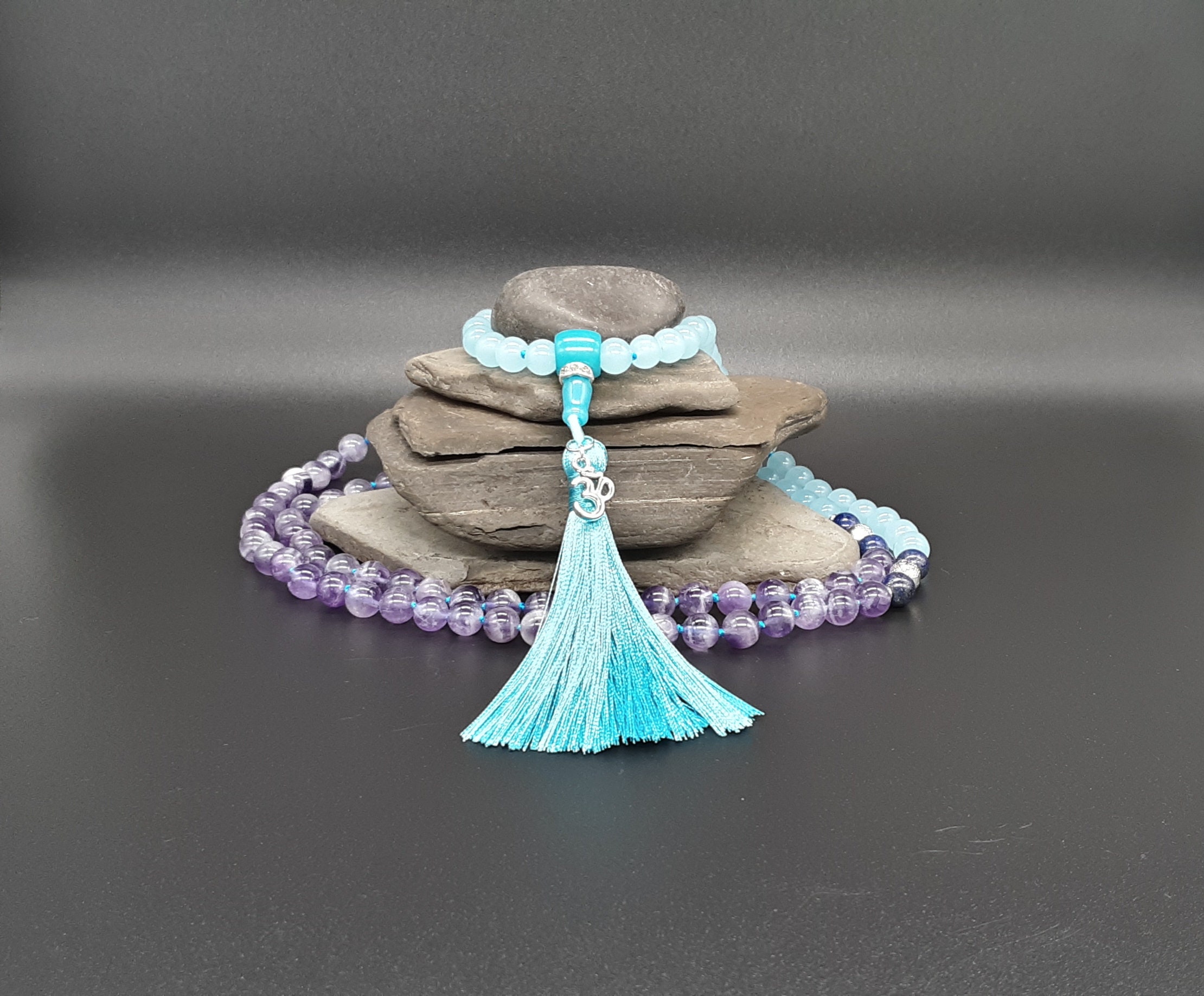 Blue Mala, Amethyst Mala, 108 Bead Mala, Knotted Mala, Mala Gifts, Mala ...