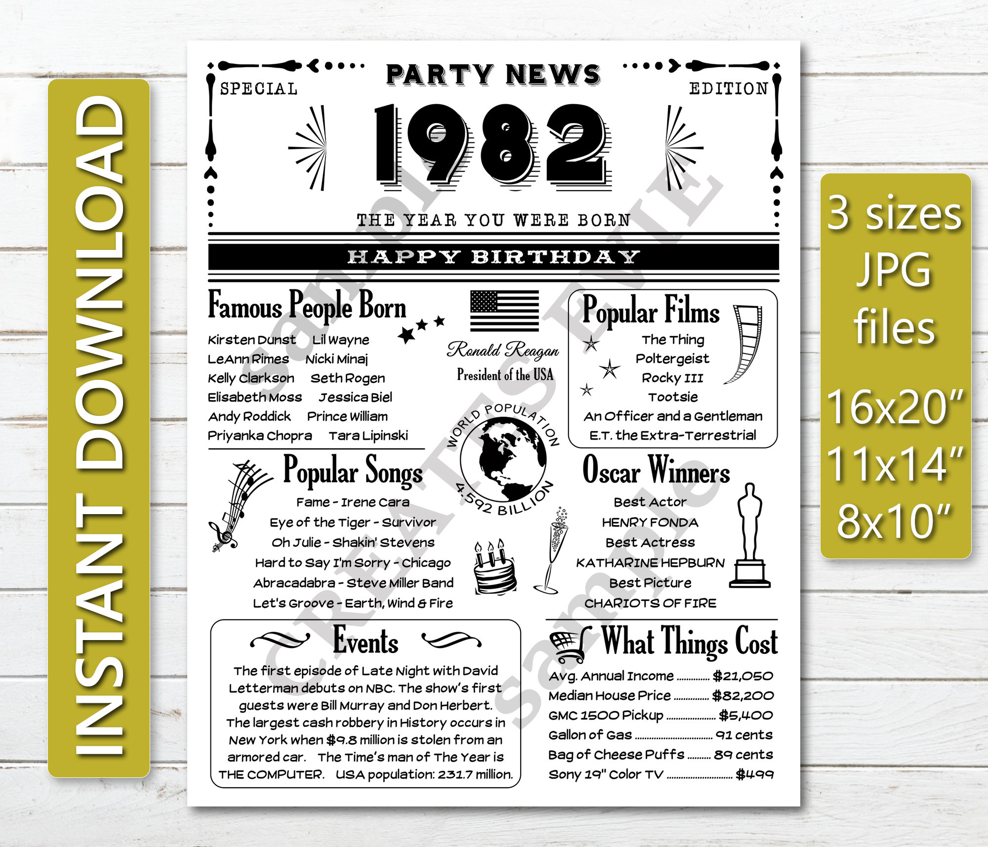 42nd Birthday Printable White Background back In Poster Instant Digital ...