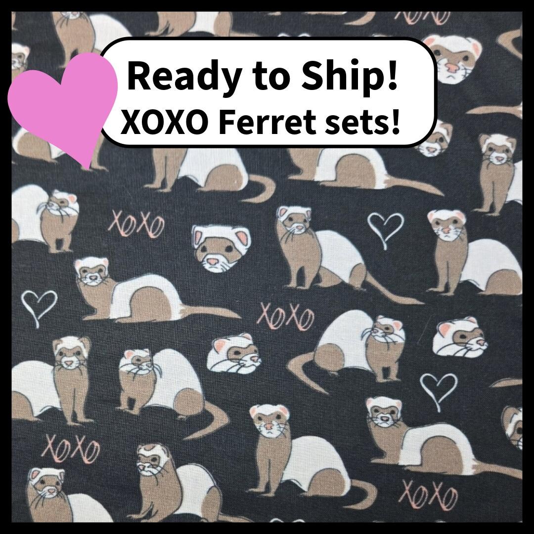 Ships Now! Pre-made Small Animal Bedding Sets! XOXO Ferret Print! Great ...