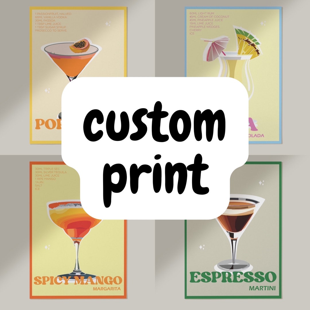 Custom Cocktail Recipe Poster – Personalized Drink Recipe Art ...
