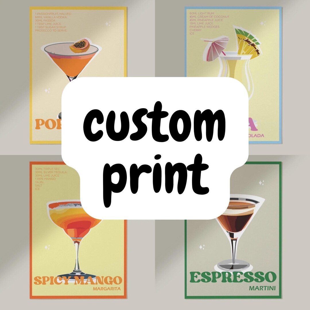 DIGITAL PDF DOWNLOAD - Custom Cocktail Recipe Poster – Personalized ...