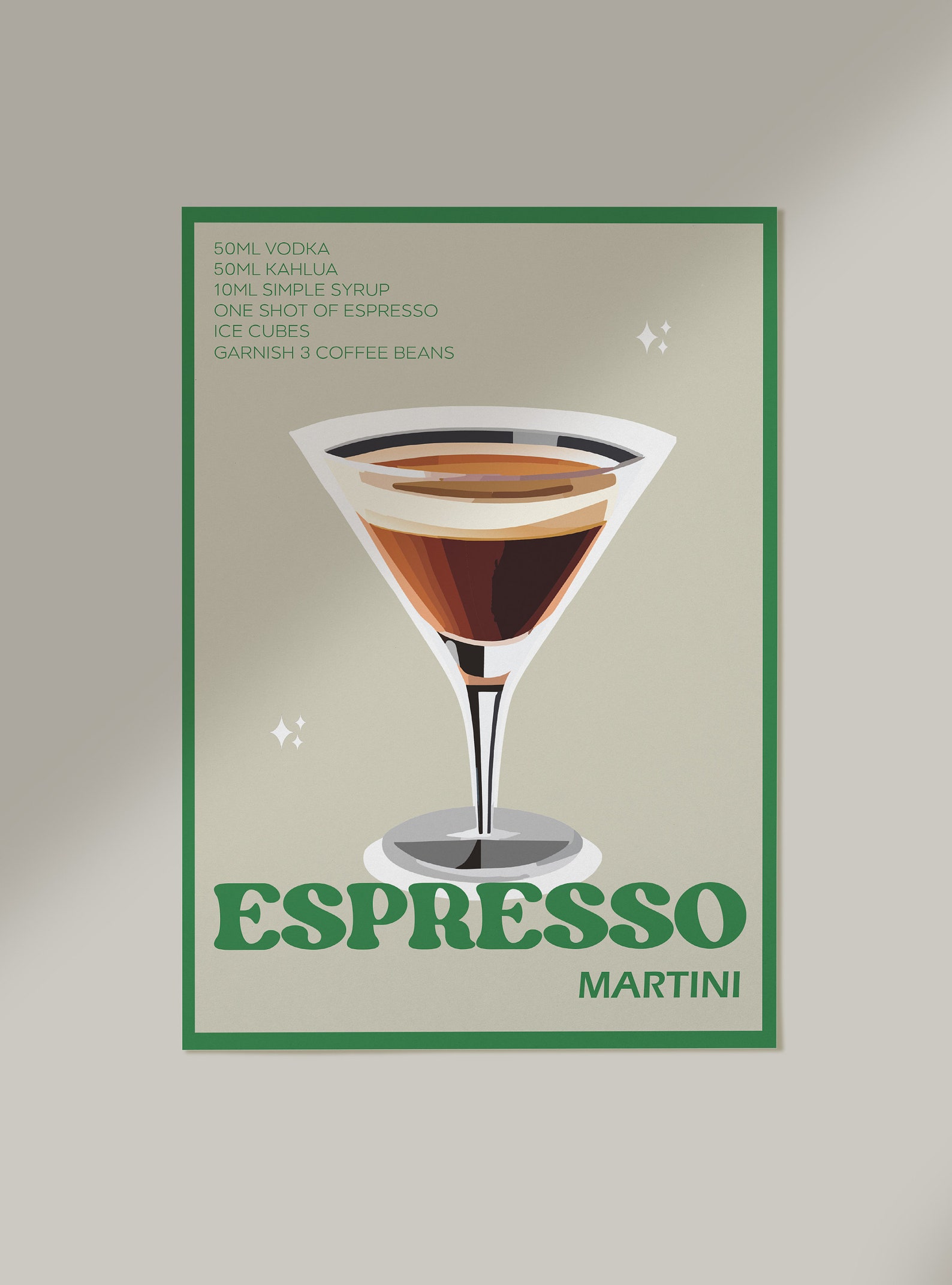 Espresso Martini Art Print Poster - A3 - (cocktail Prints, Cocktail ...