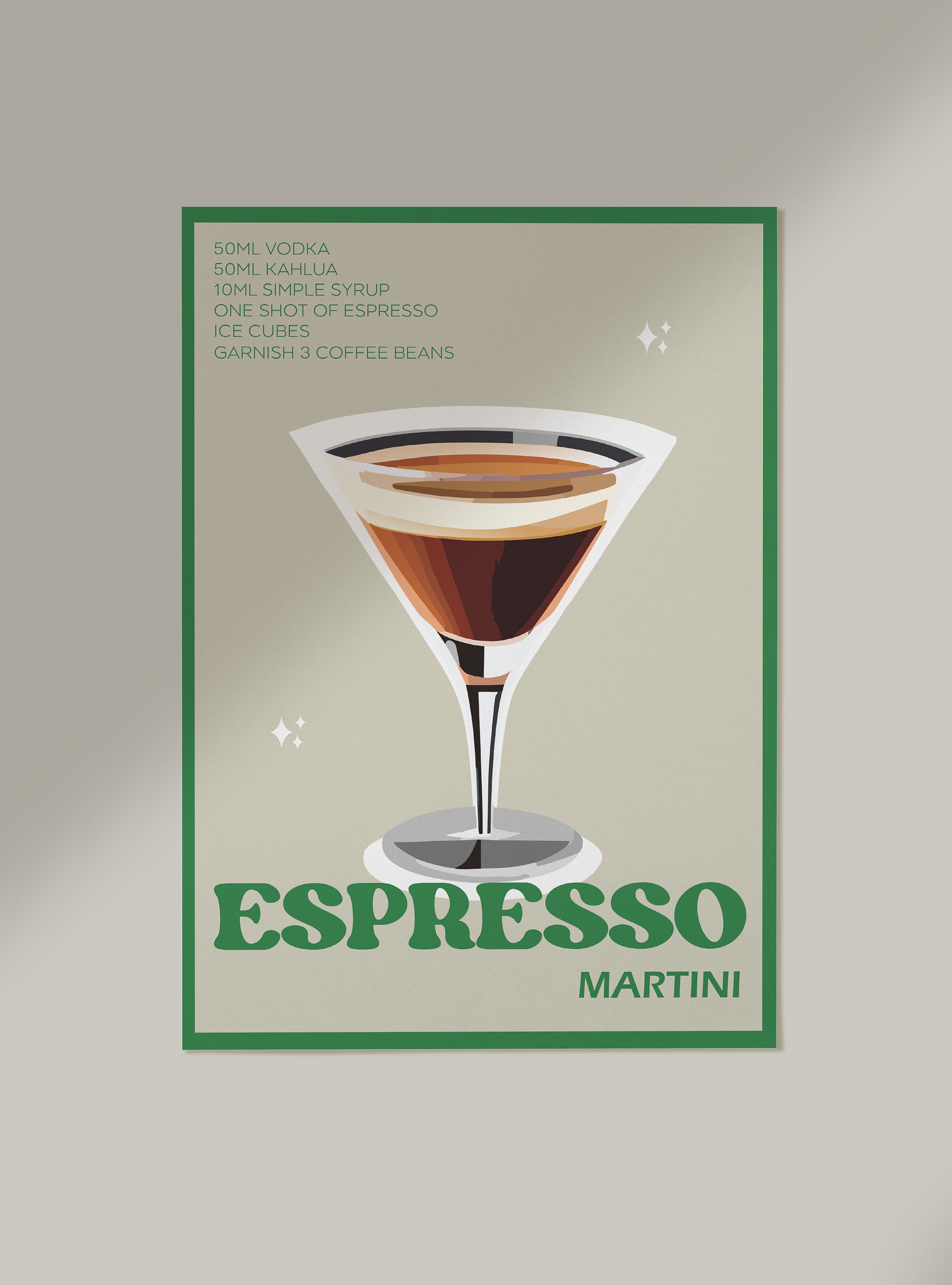Espresso Martini Art Print Poster - A3 - (cocktail Prints, Cocktail ...