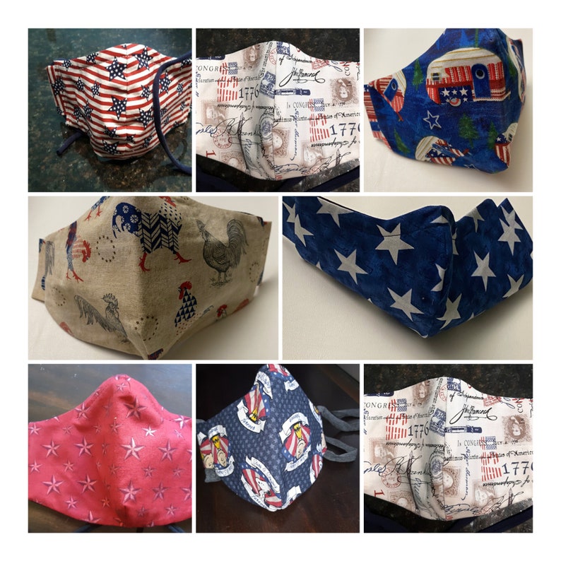 FACE MASK Patriotic Adult Contour Style With Filter Pocket and Nose ...