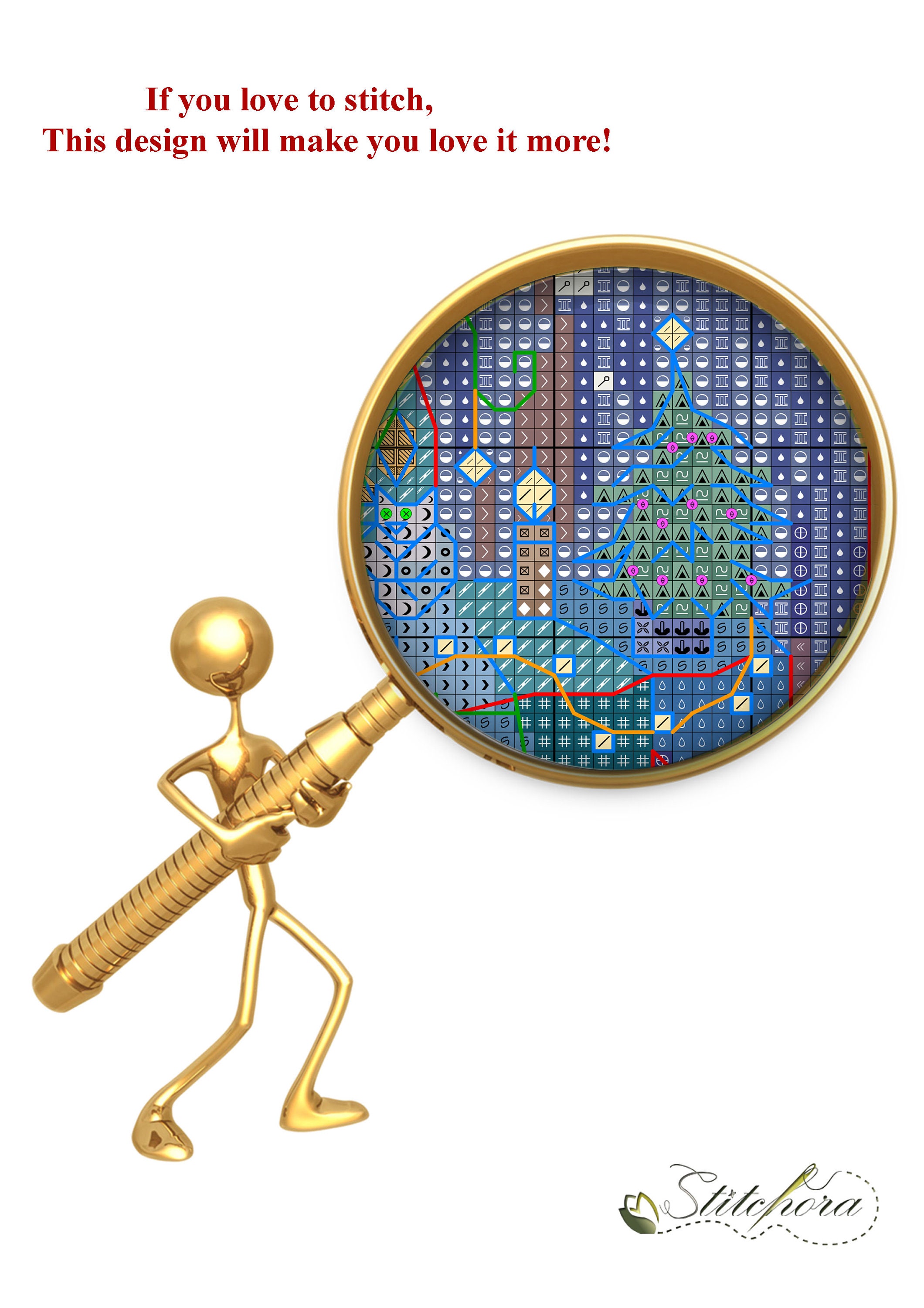 Digital Cross Stitch Pattern. Unique Modern Design. Advanced Counted ...