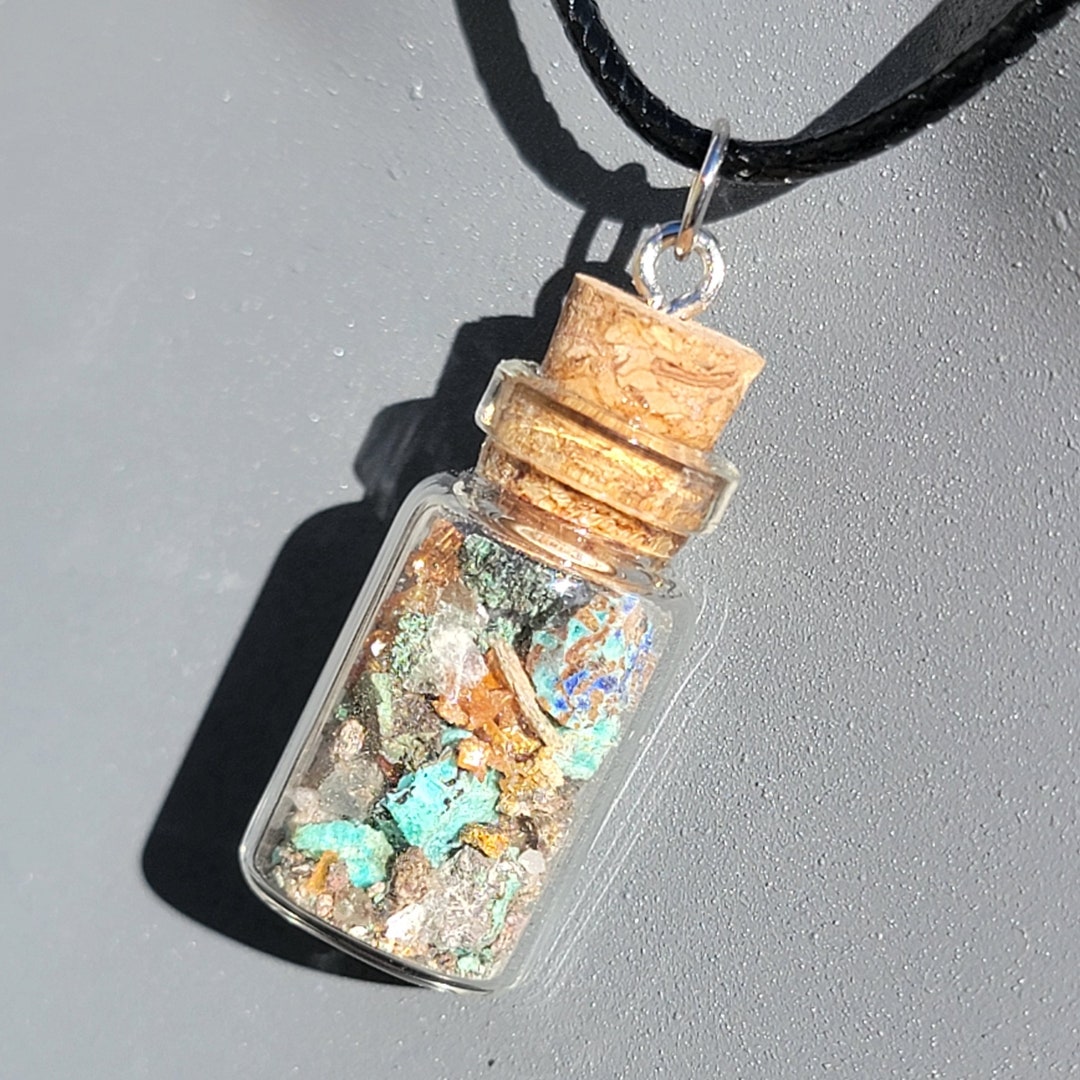 Arizona Desert Crystal Mix Glass Jar Necklace | Raw Stone Jewelry ...