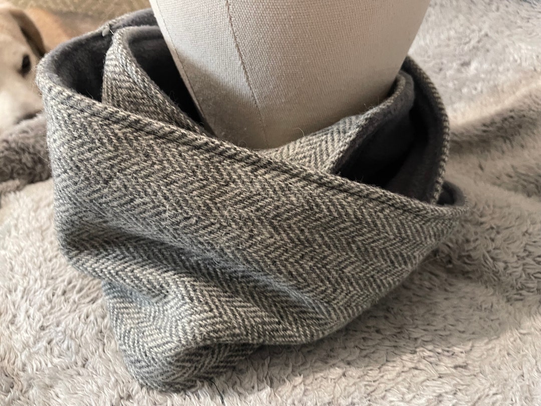 Beautiful Harris Tweed Grey Herringbone Infinity Scarf, With Hidden ...