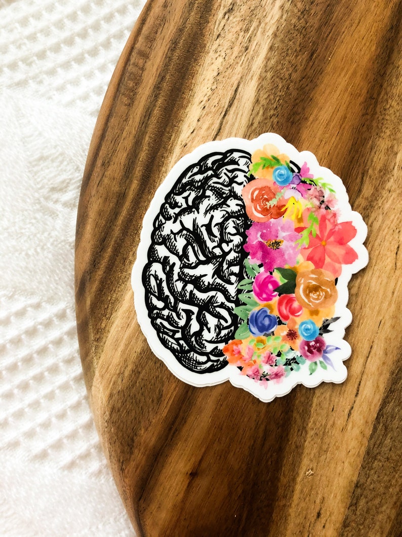 Floral Brain Sticker for Laptop Brain Cancer Survivor Gift - Etsy