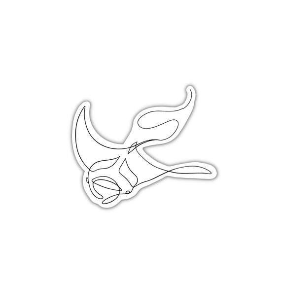 Sting Ray Line Art Sticker - Etsy
