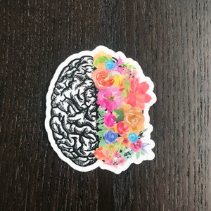 Floral Brain Sticker for Laptop, Brain Cancer Survivor Gift ...